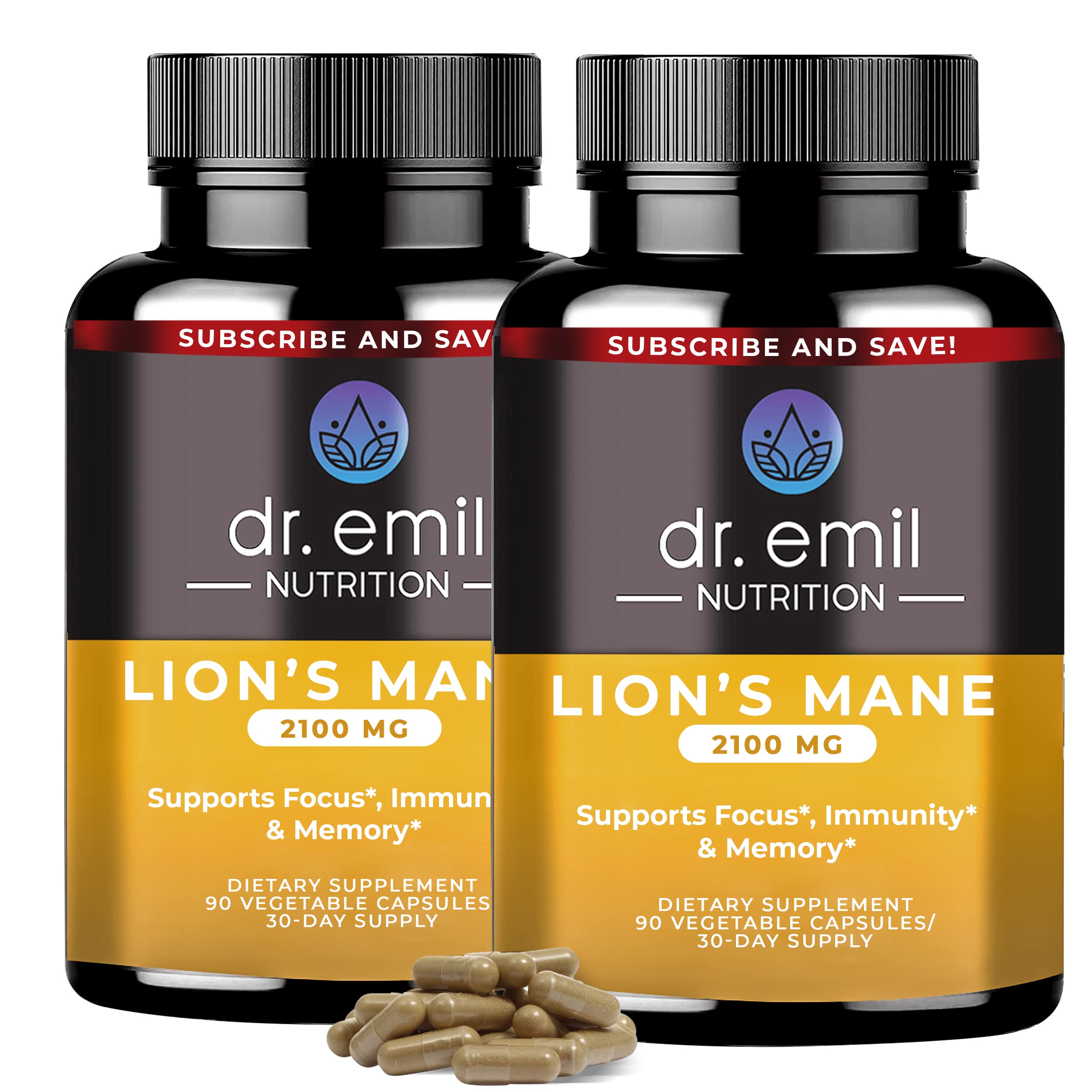 Brain-boosting mushroom supplement capsules