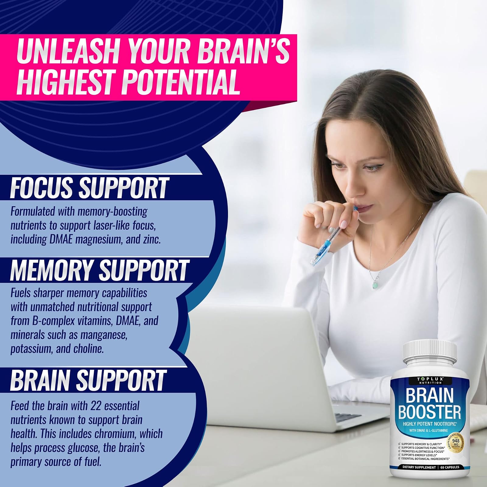 Brain health supplement with vitamins