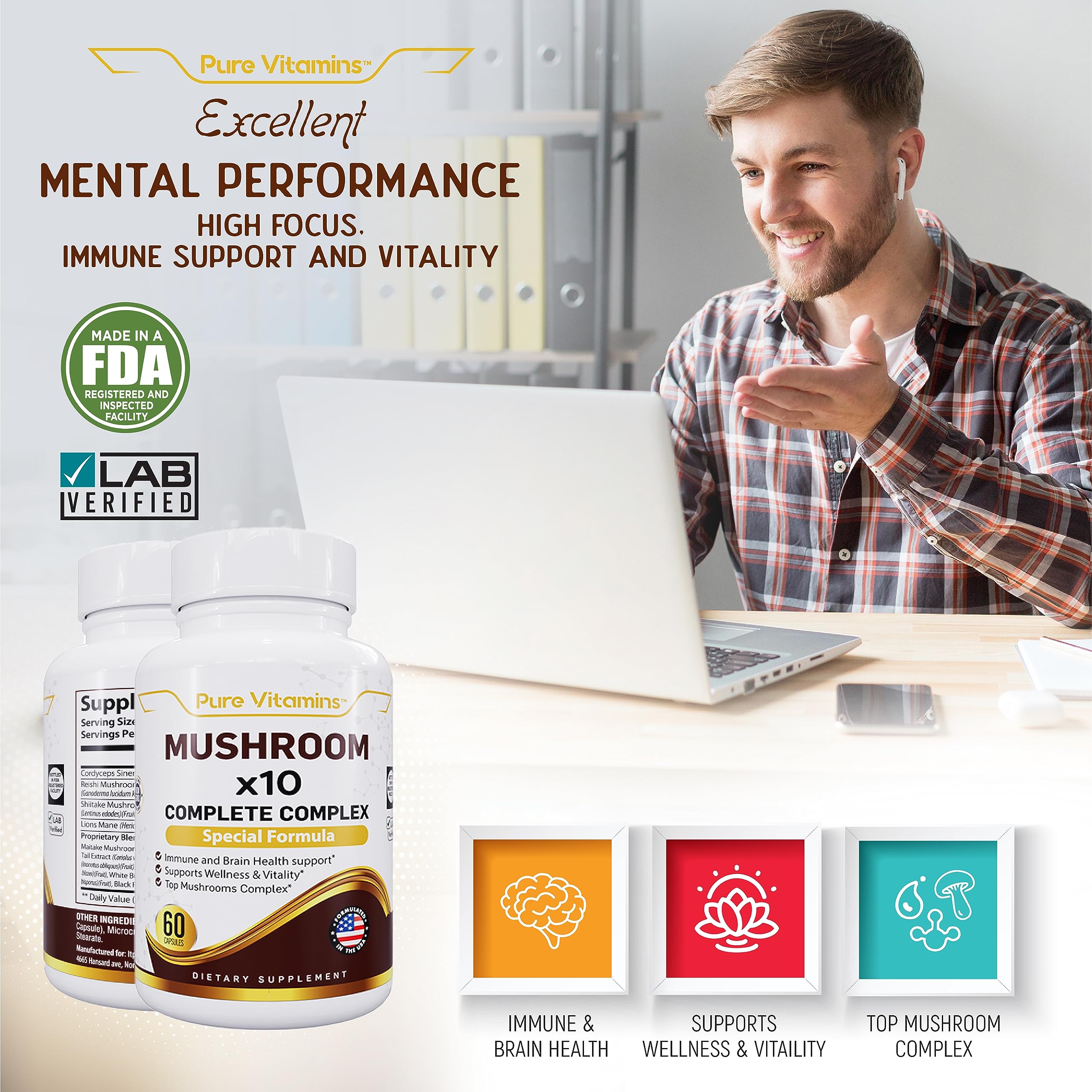 Brain support blend with mushrooms