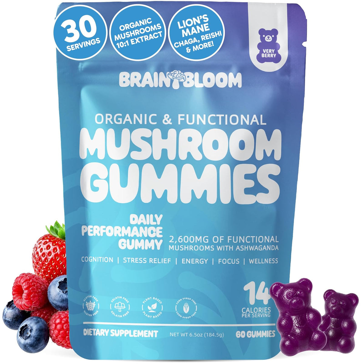 BrainBloom mushroom gummies for energy