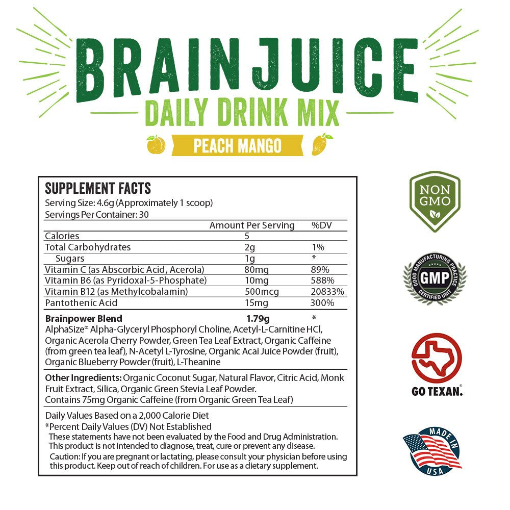 BrainJuice blended supplements for productivity