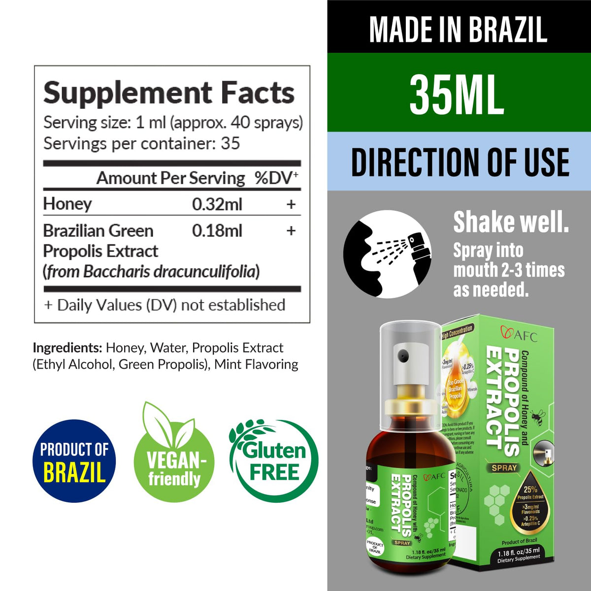 Brazilian green propolis throat spray benefits