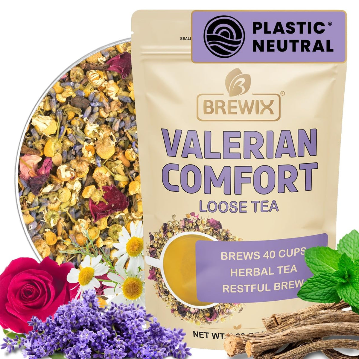BREWIX Valerian Comfort Tea soothing herbal blend