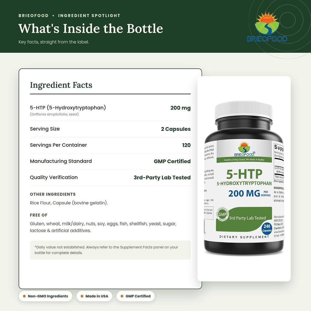 Brieofood 5-HTP for stress relief