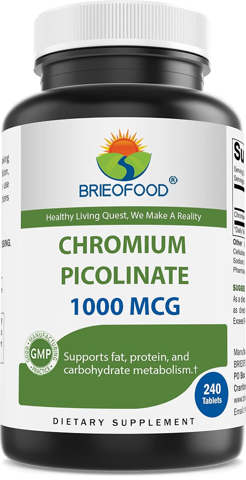 Brieofood chromium picolinate 1000 mcg tablets