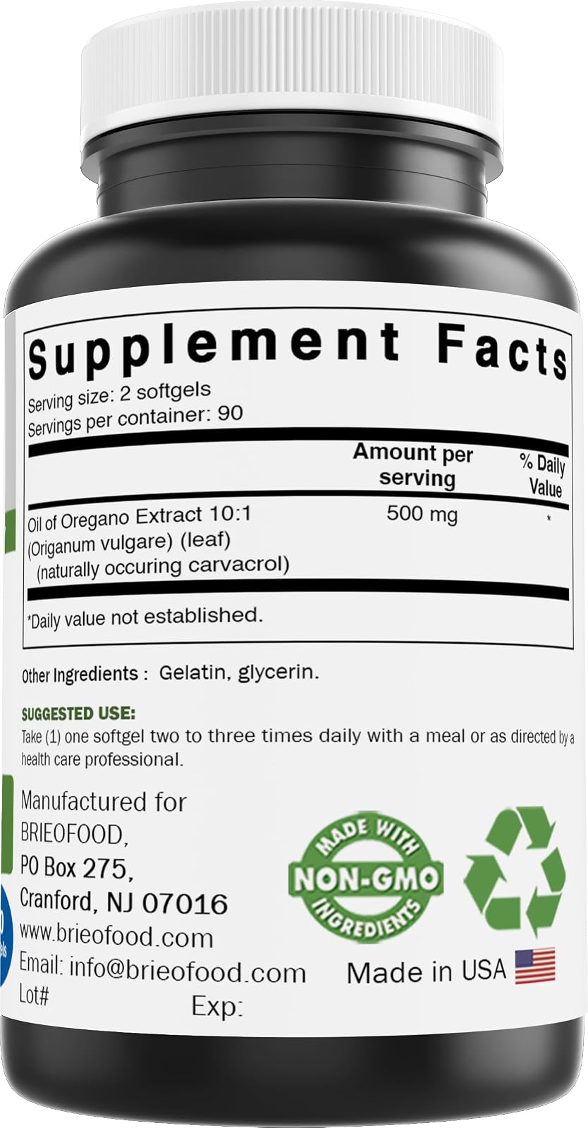 Brieofood herbal oregano oil capsules