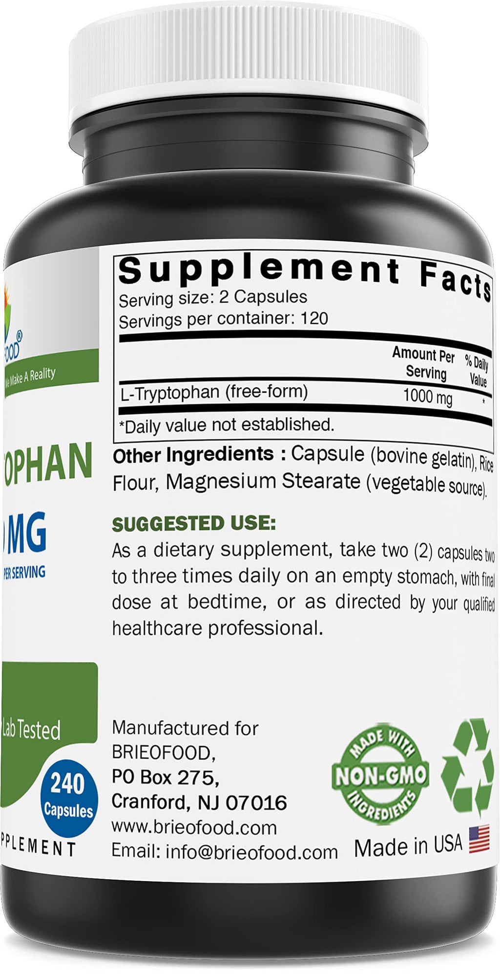 Brieofood L-Tryptophan for better sleep