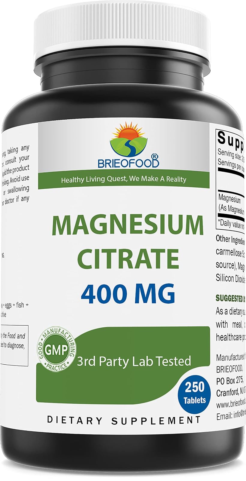 Brieofood magnesium citrate for relaxation