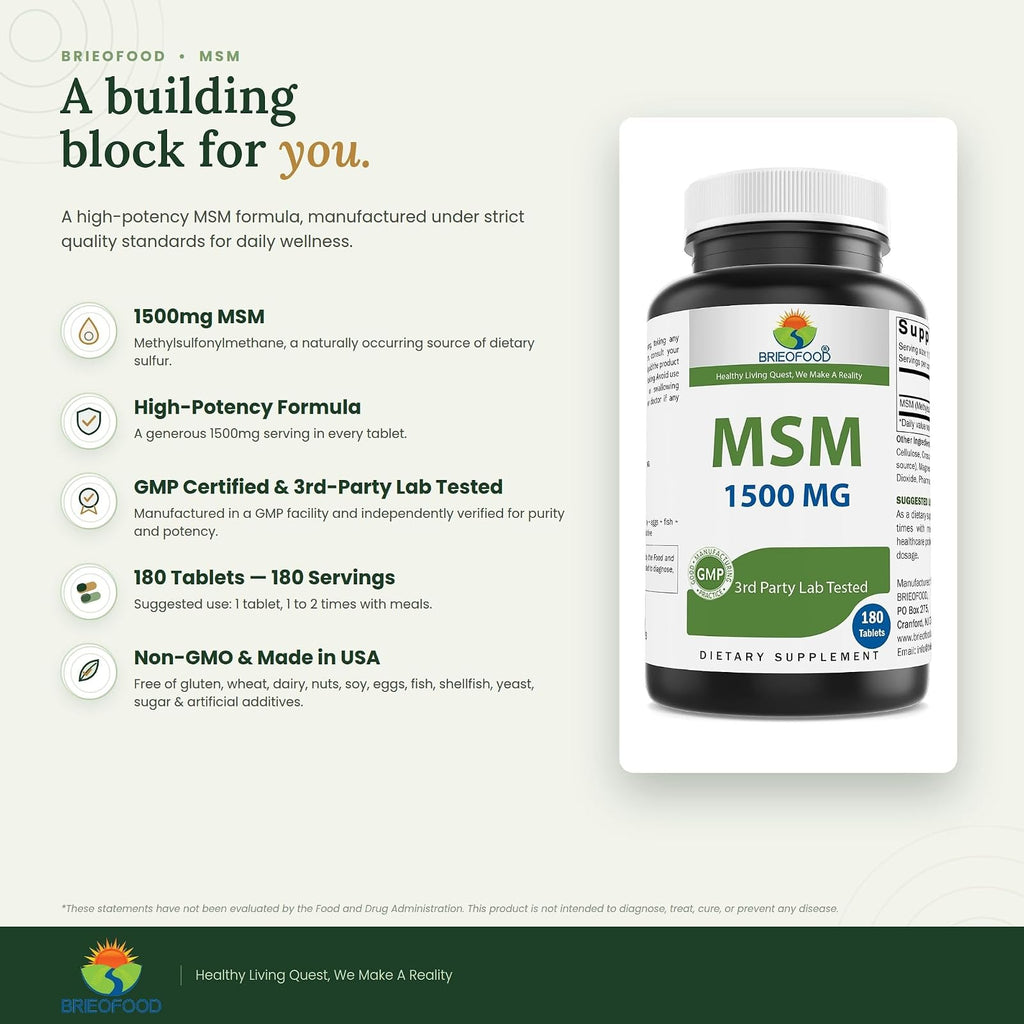Brieofood MSM 1500 mg dosage