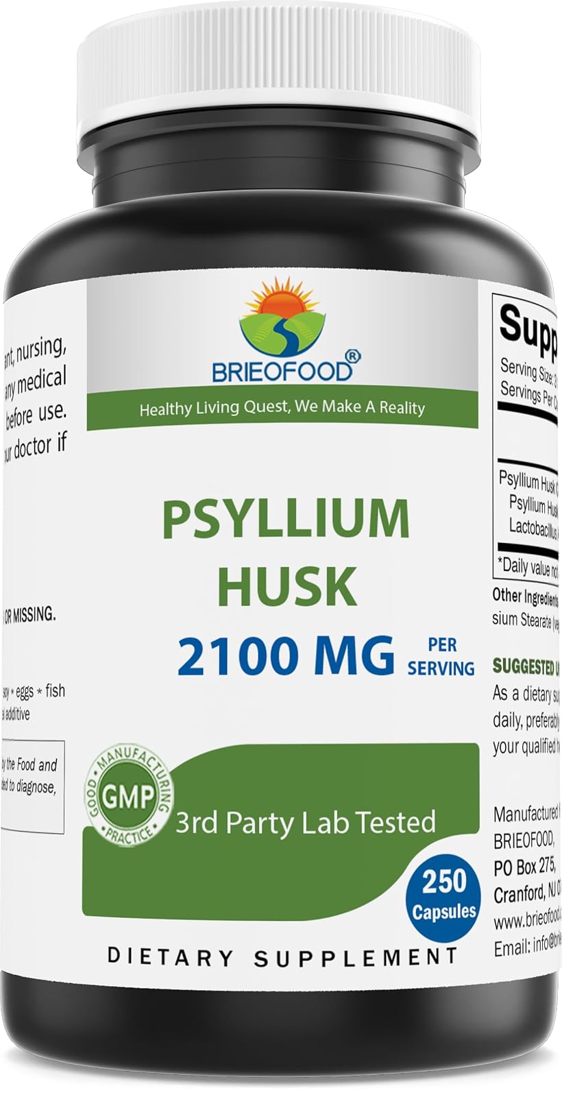 Brieofood psyllium husk fiber capsules