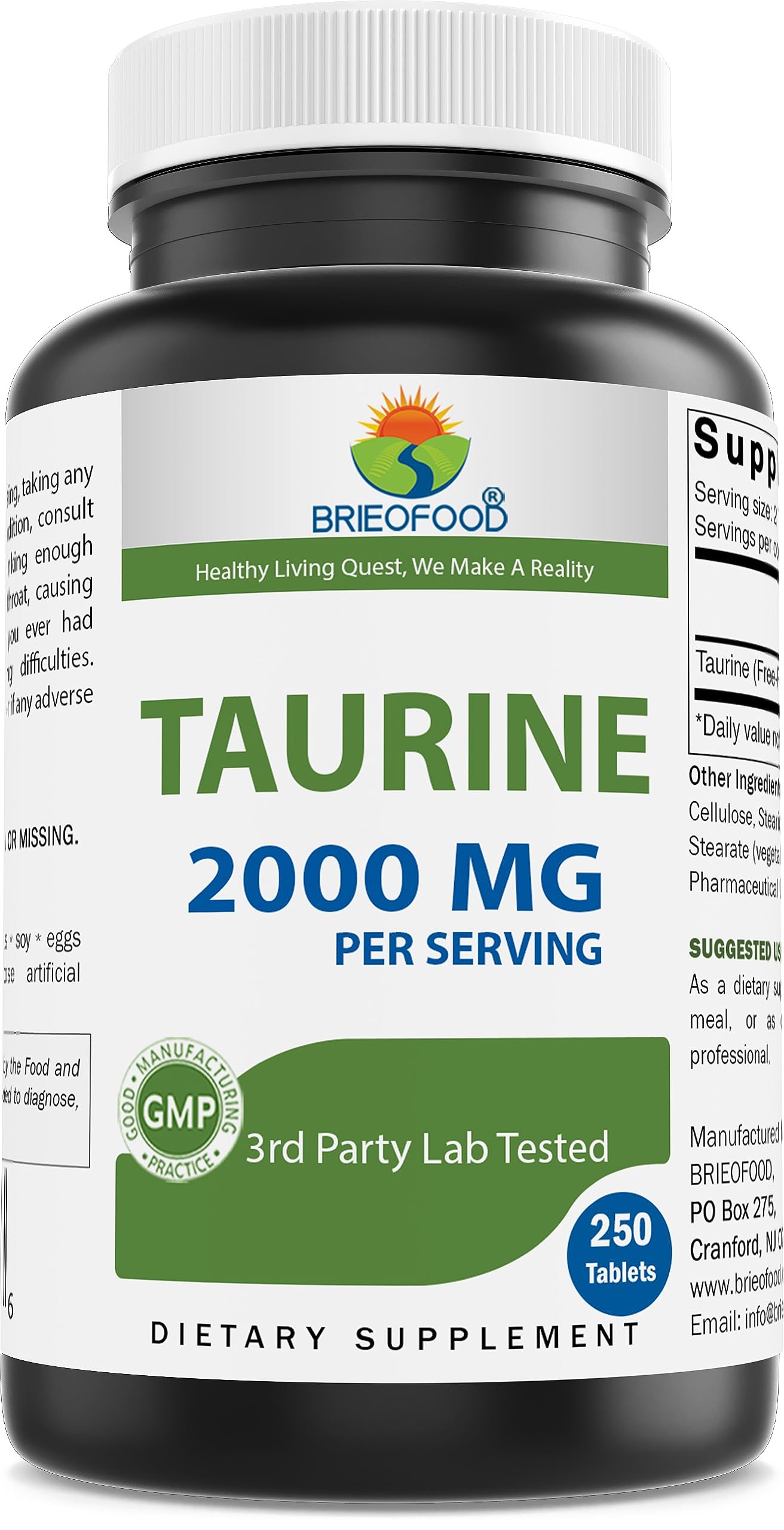 Brieofood Taurine 2000 mg tablets