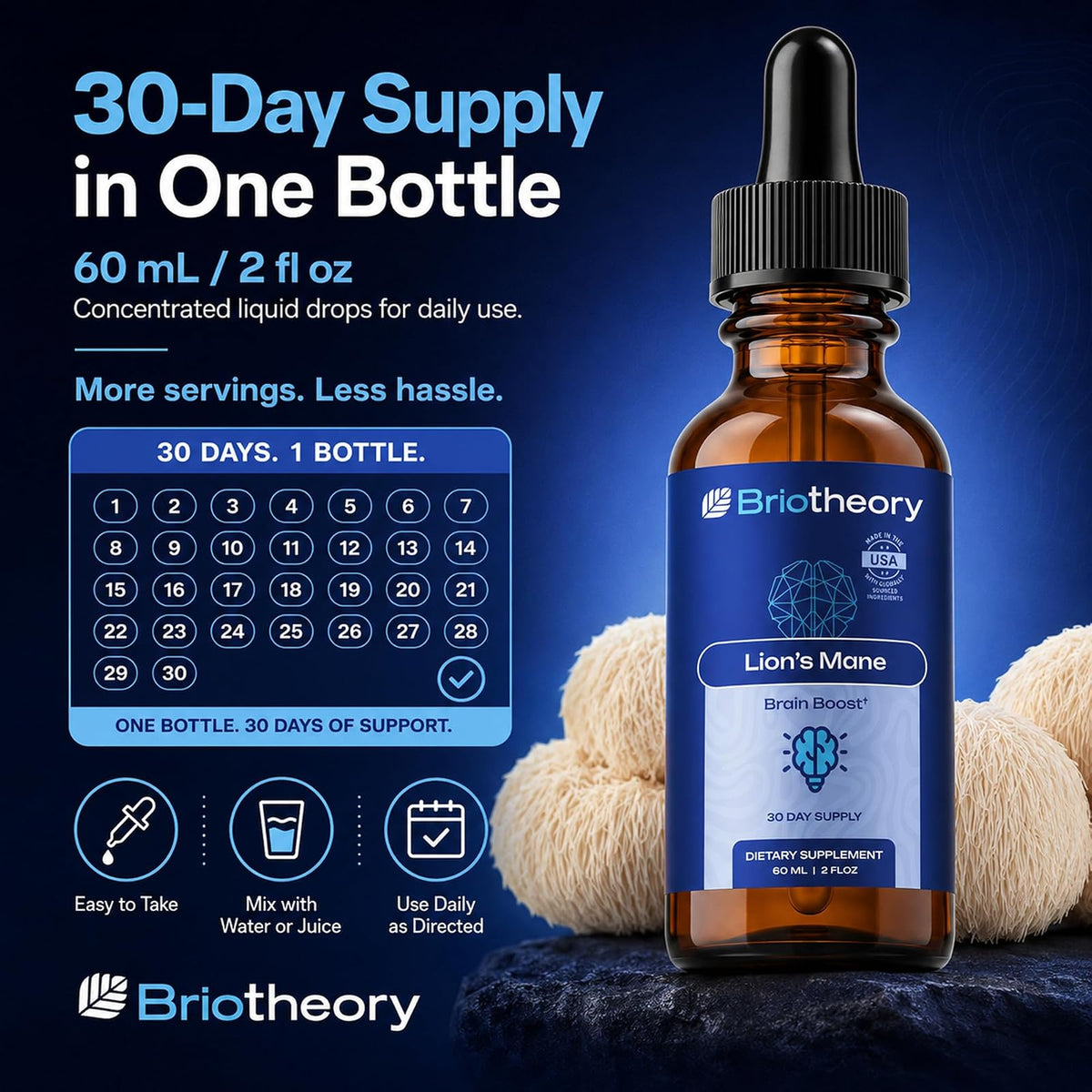 BRIOTHEORY Lion's Mane drops for mental clarity