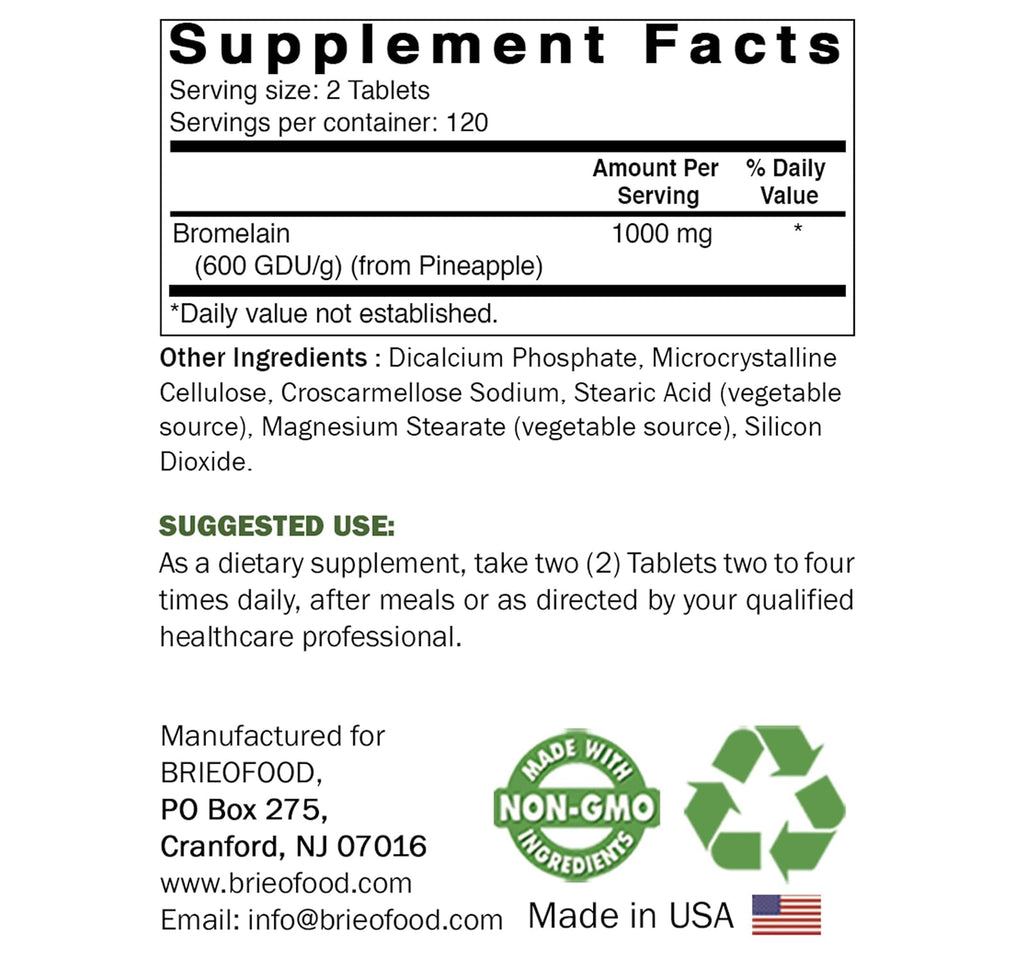 Bromelain 1000 mg digestive support tablets