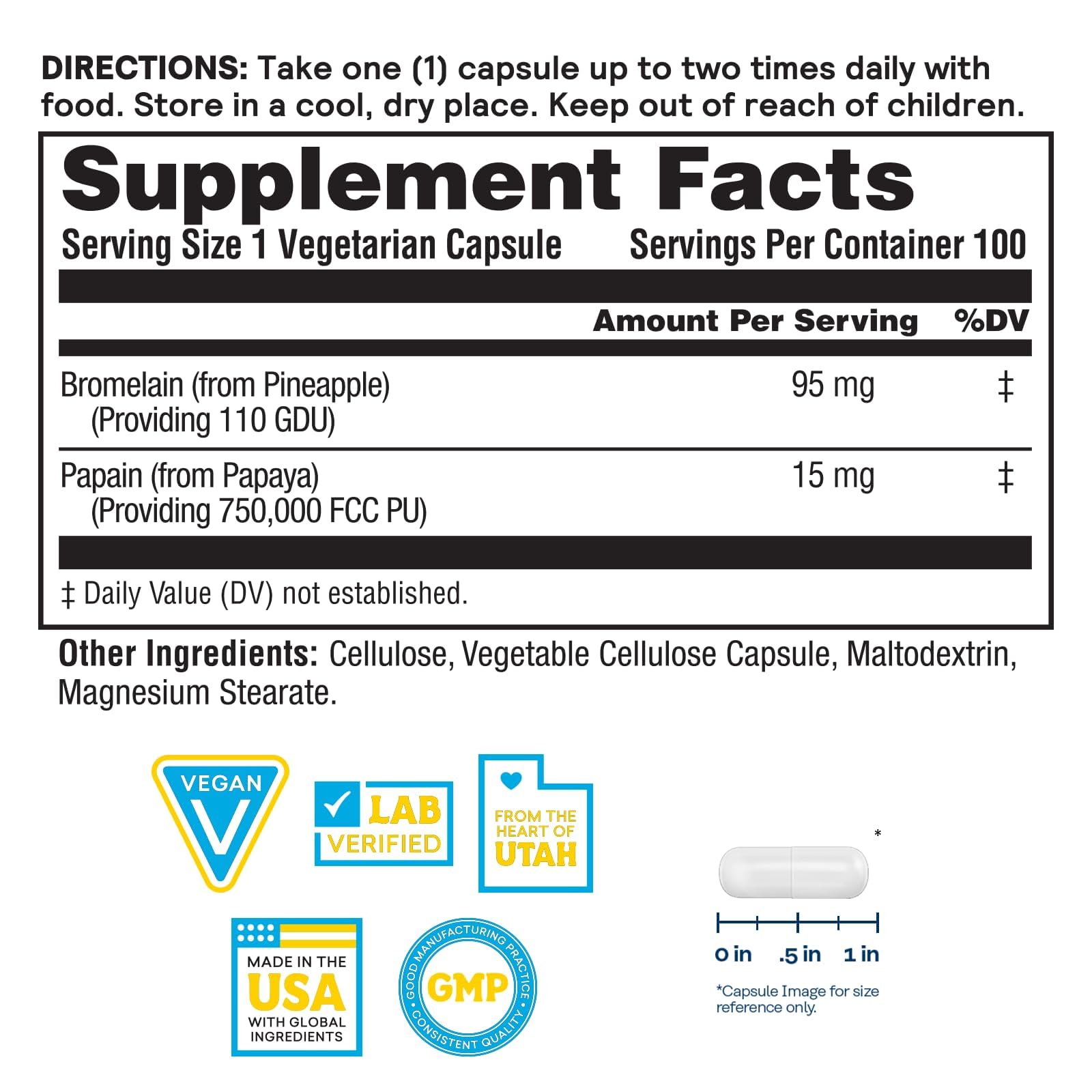Bromelain and papain vegetarian capsules