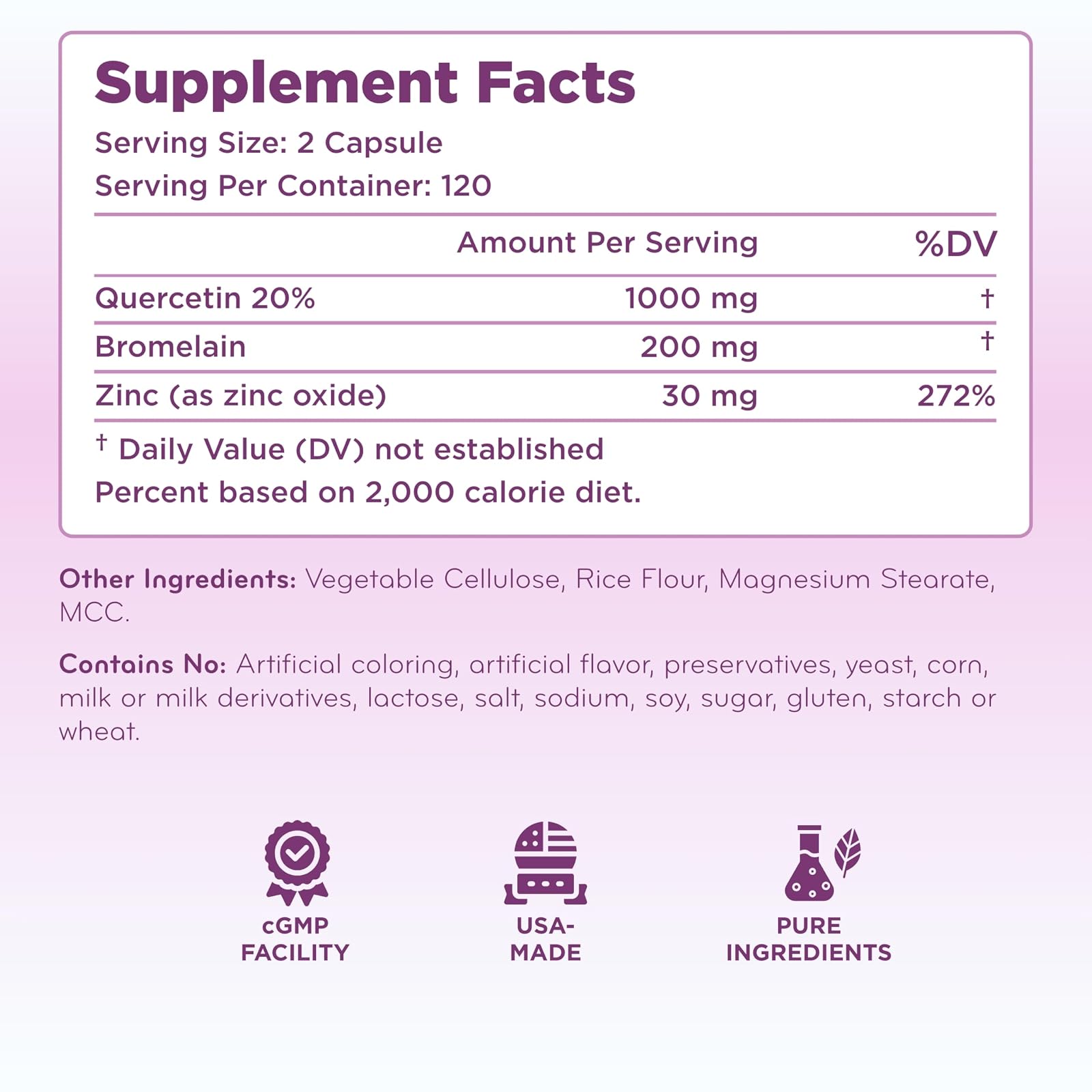 Bromelain enhanced Zinc Quercetin