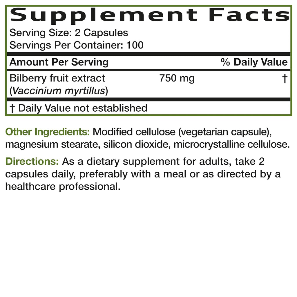 Bronson herbal bilberry dietary supplement