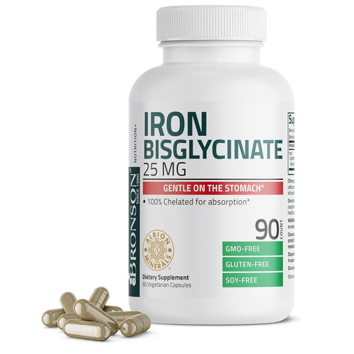Bronson Iron Bisglycinate 25 mg - 90 Vegetarian Capsules