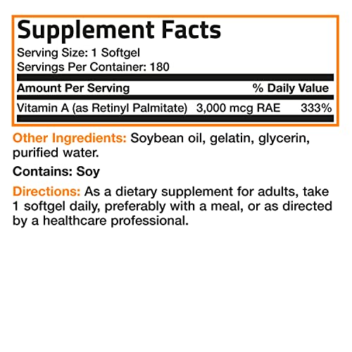 Bronson Vitamin A 180 softgels for daily wellness