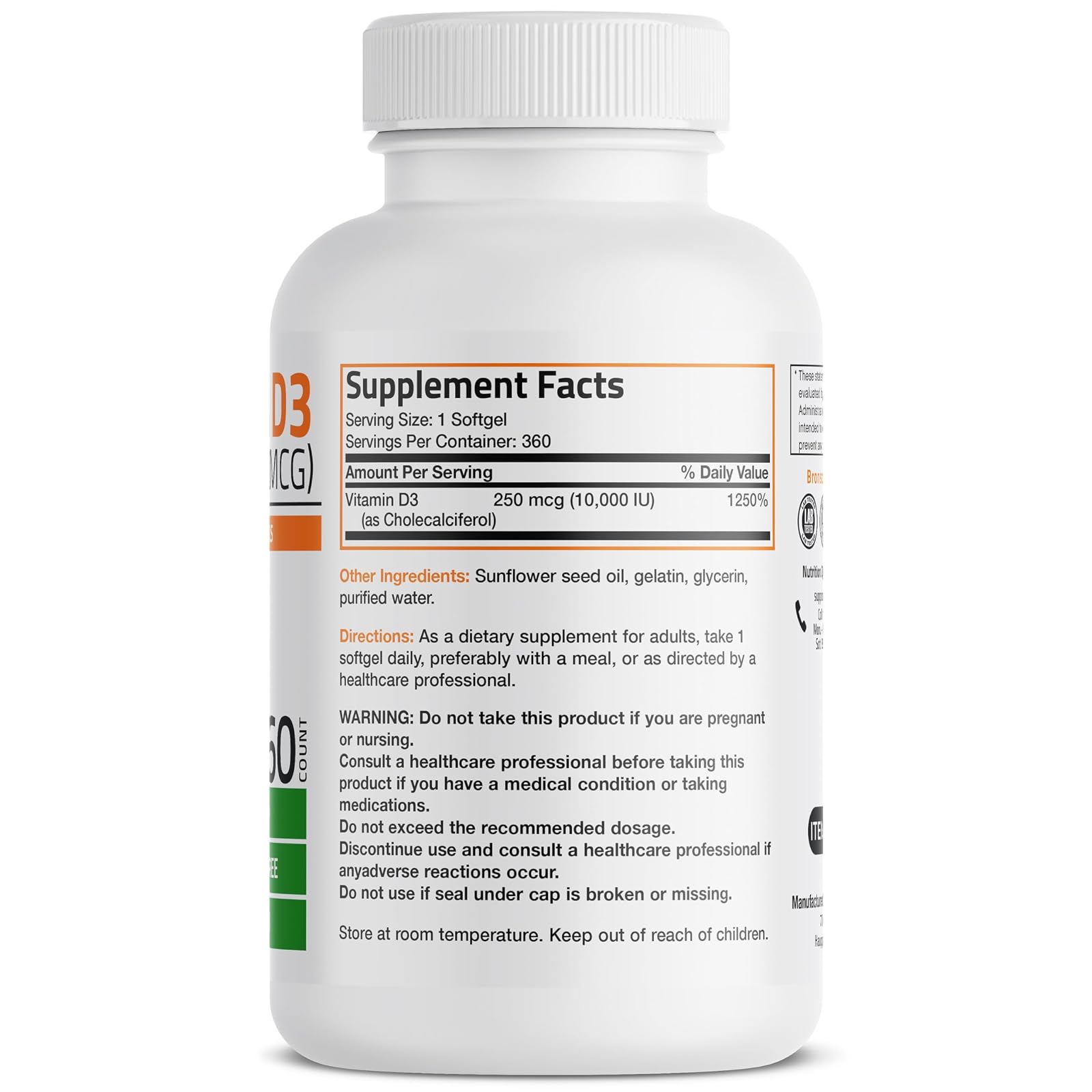 Bronson vitamin D3 for immune support