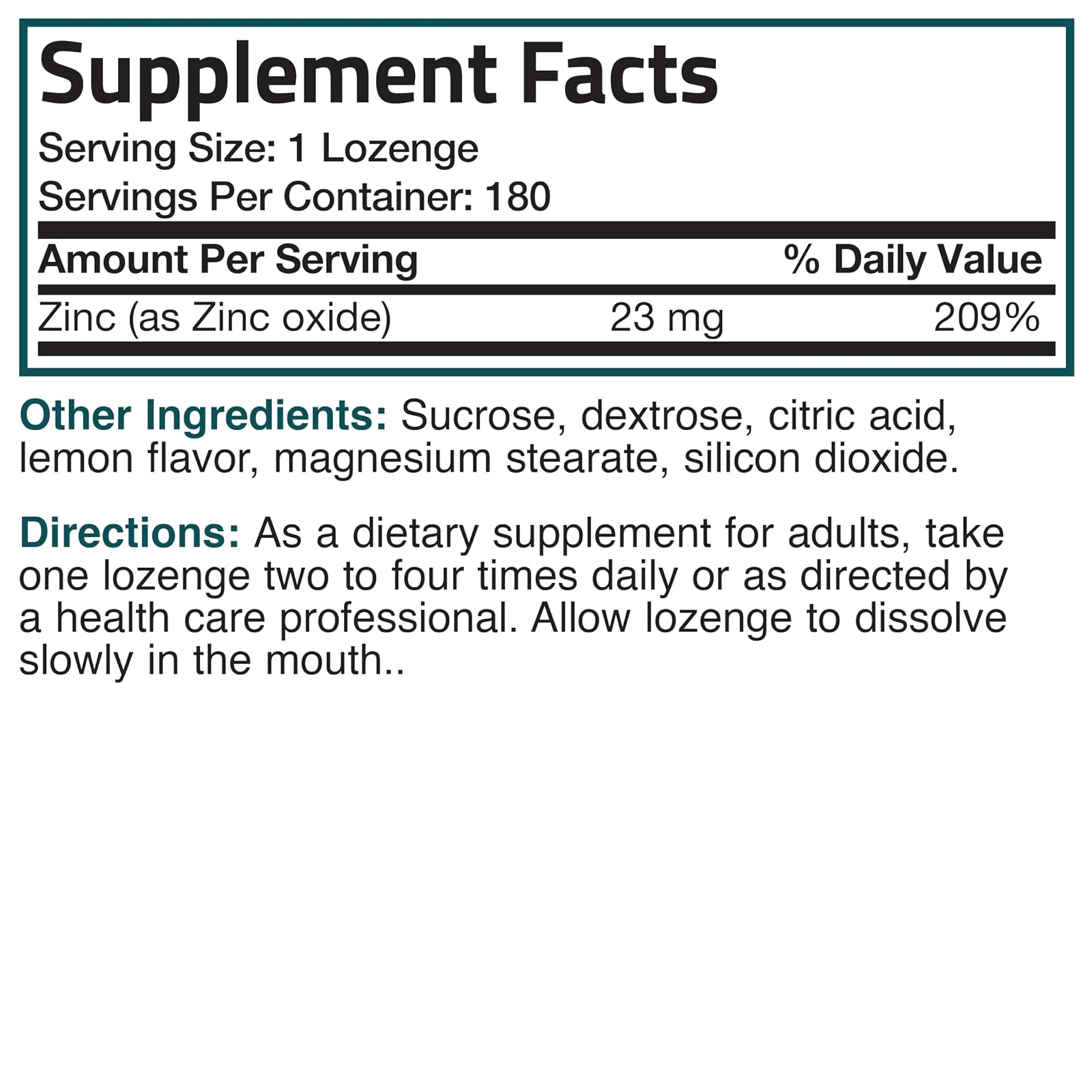 Bronson zinc lozenges for quick relief