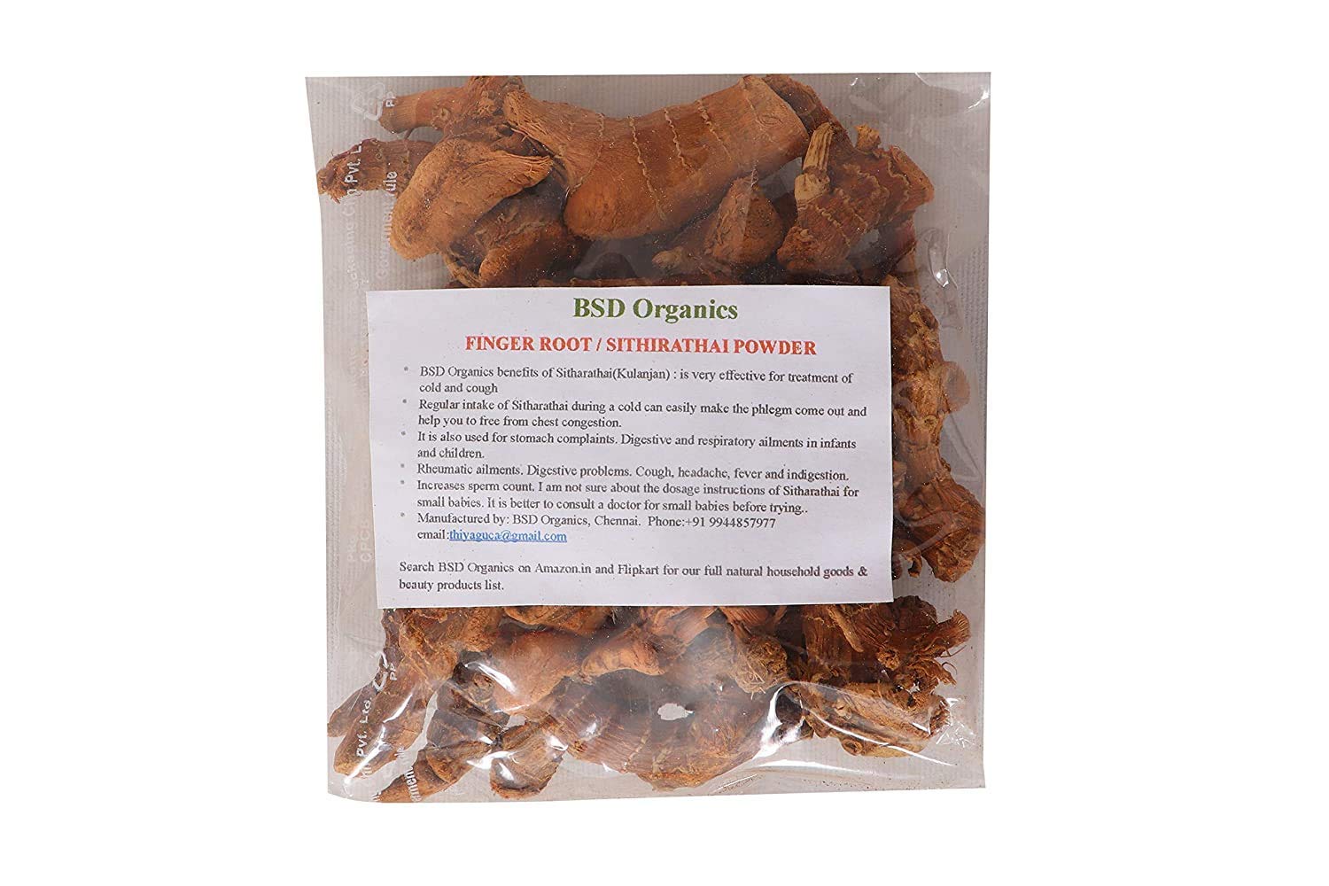 BSD Organics dried finger root tea