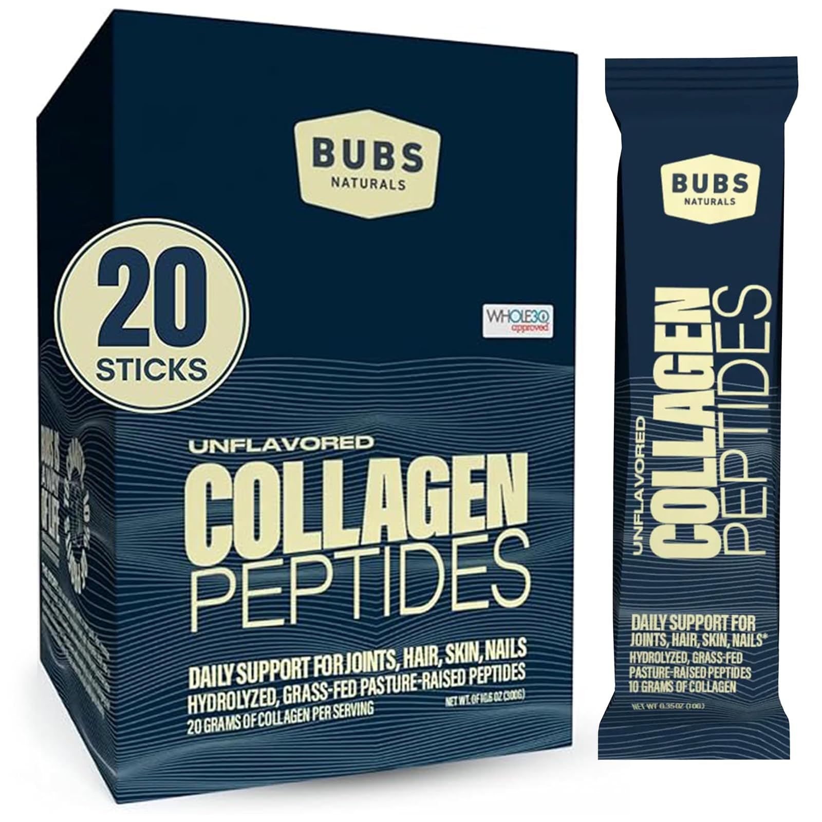 BUBS collagen peptides stick packs