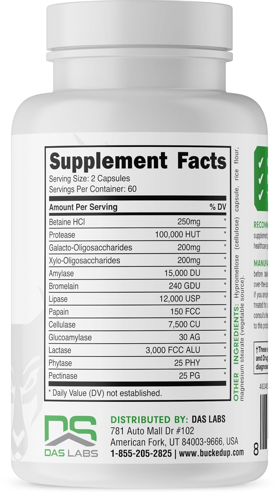 Bucked Up digestive enzymes 1500 mg capsules