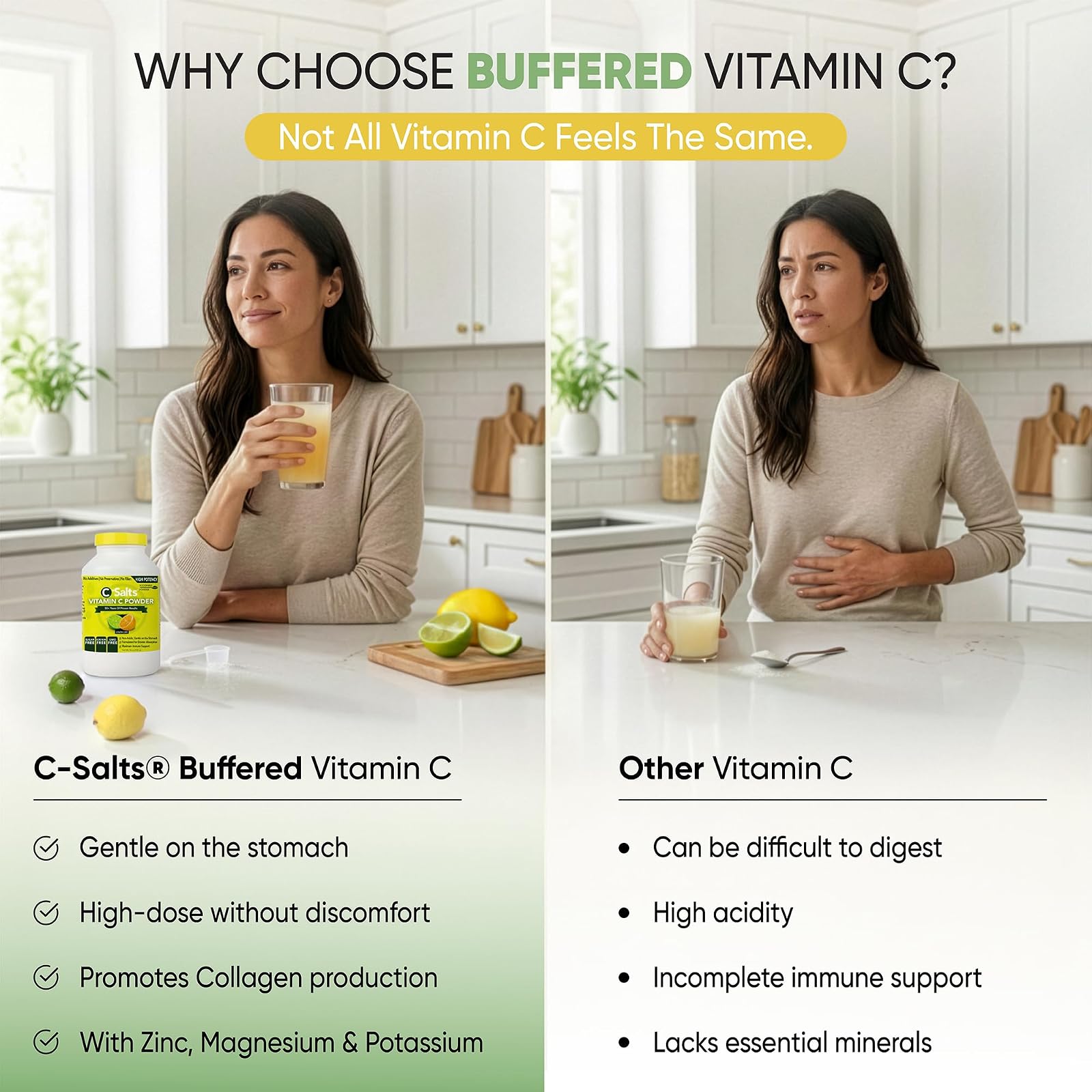 Buffered vitamin C for sensitive stomachs
