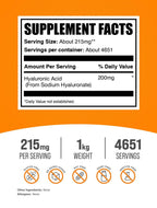 Bulk hyaluronic acid for skin health