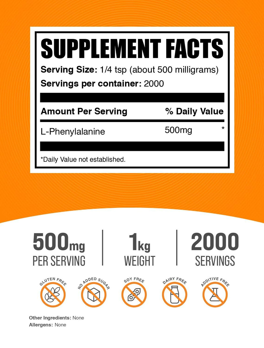 Bulk L-Phenylalanine supplement 500 mg