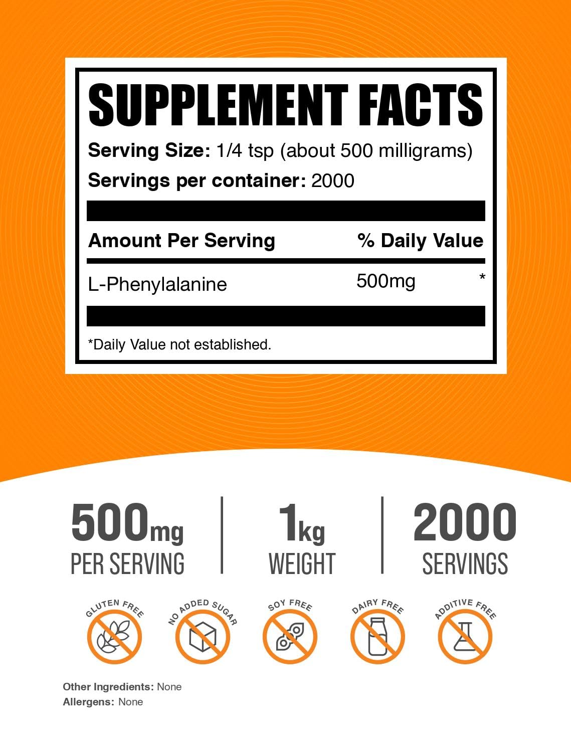 Bulk L-Phenylalanine supplement 500 mg