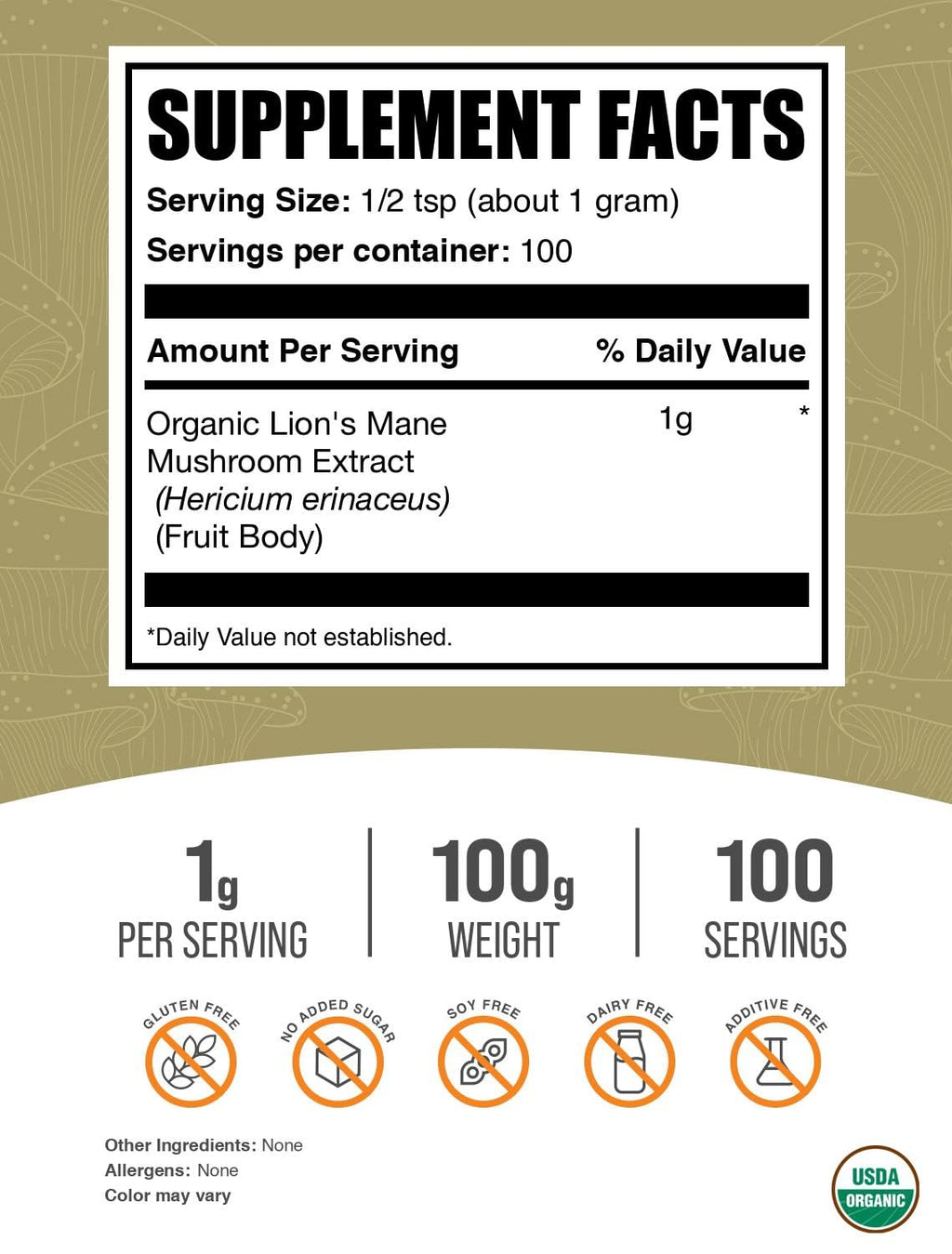 bulk lion's mane mushroom supplement