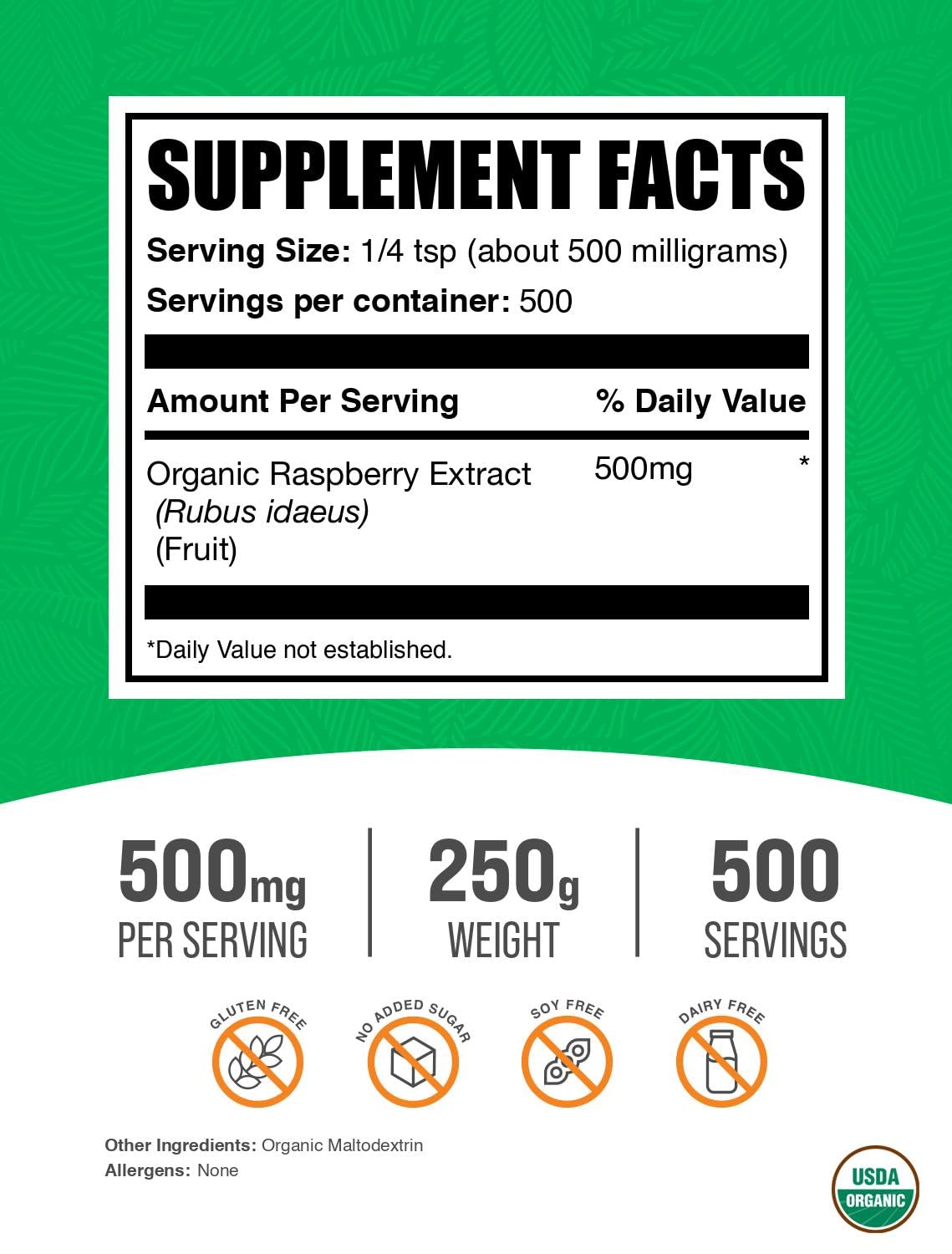 Bulk raspberry extract for health