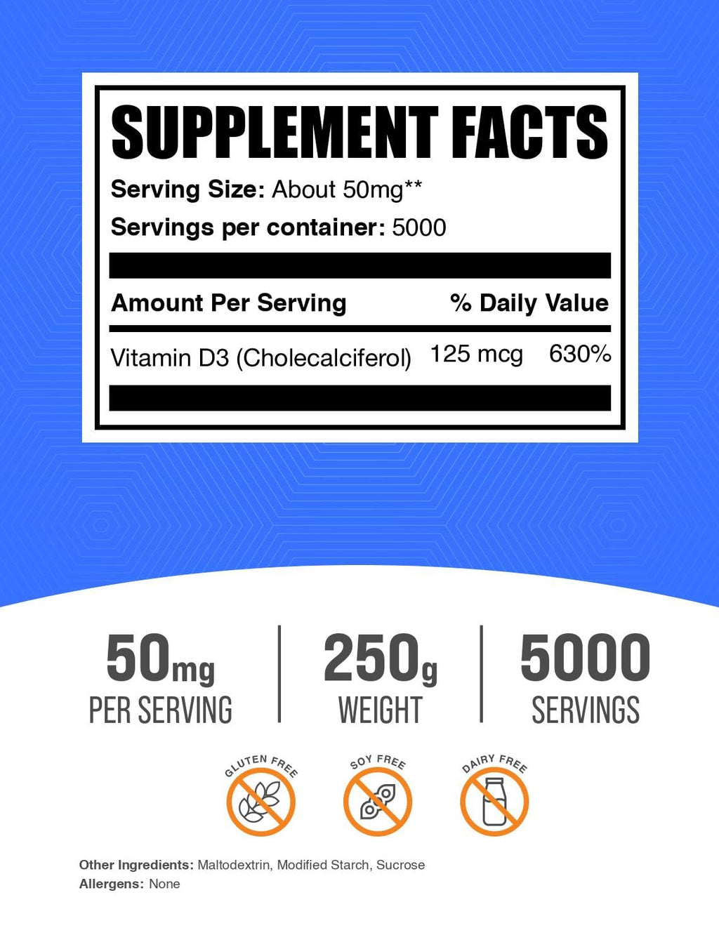 bulk vitamin D3 5000 IU supplement