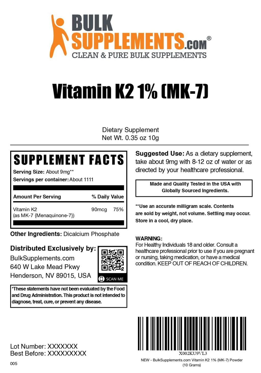 bulk Vitamin K2 MK-7 for daily use