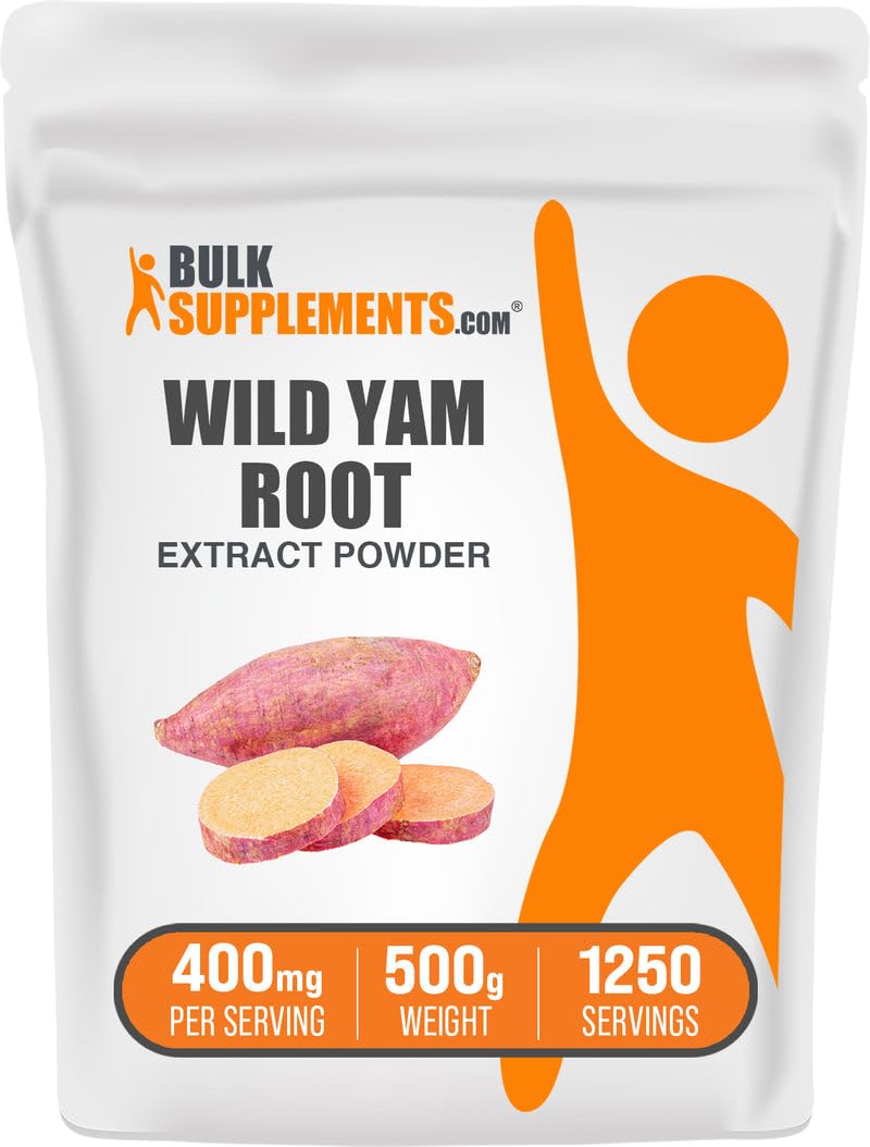 BulkSupplements.com Wild Yam Extract Powder - Herbal Supplement from Root, Gluten Free, 400mg per Serving, 500g (1.1 lbs) - Blended Vitamin & Mineral - 1