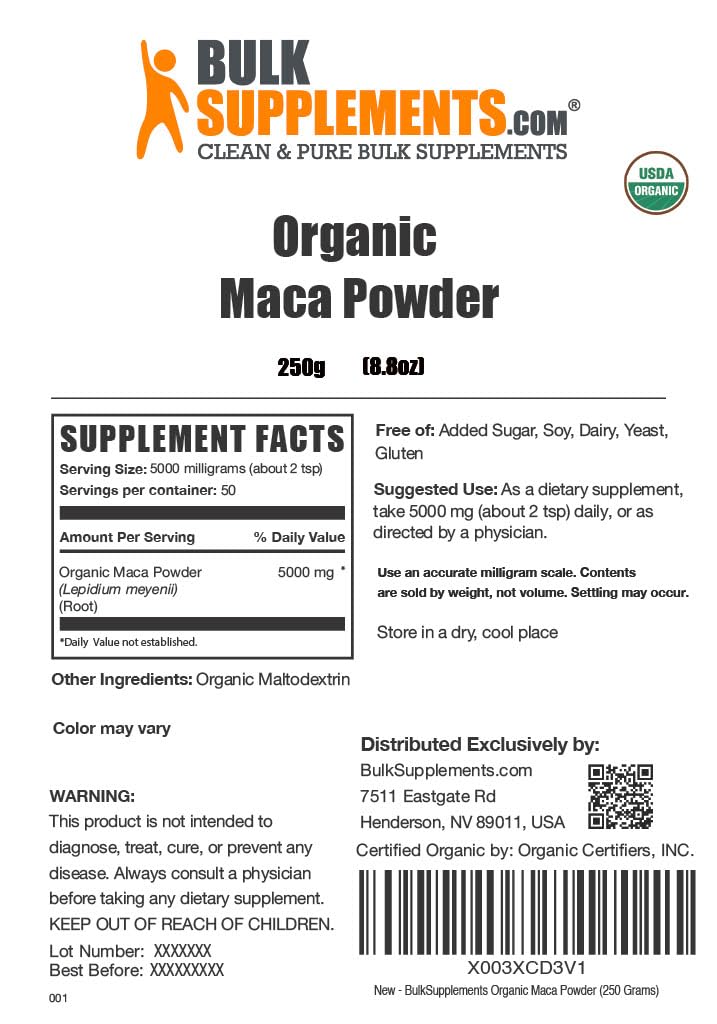 BulkSupplements maca powder for vitality