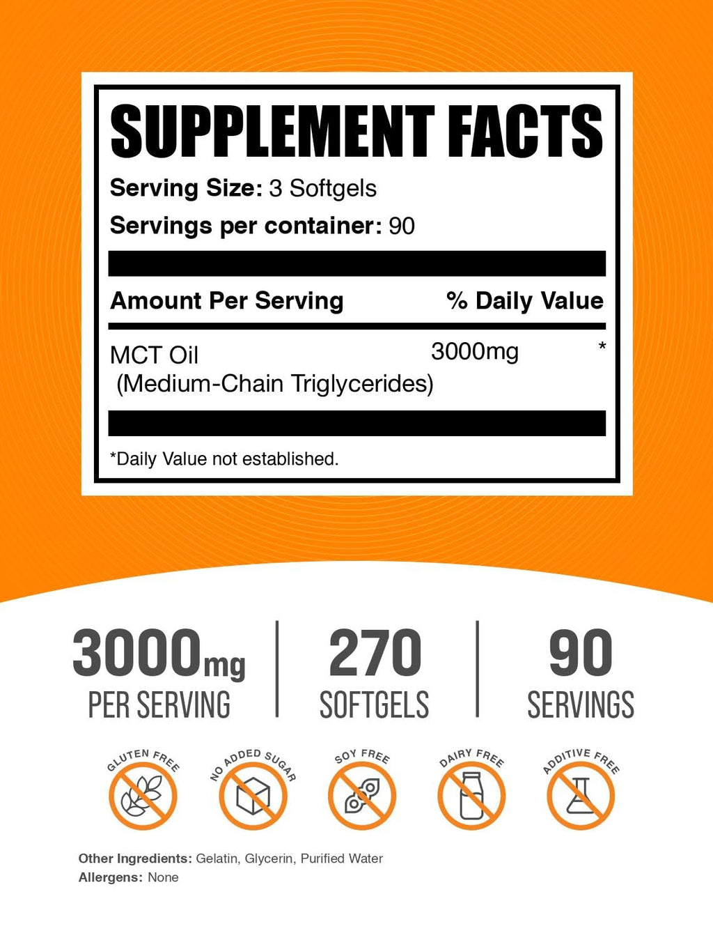 BulkSupplements MCT oil 3000 mg
