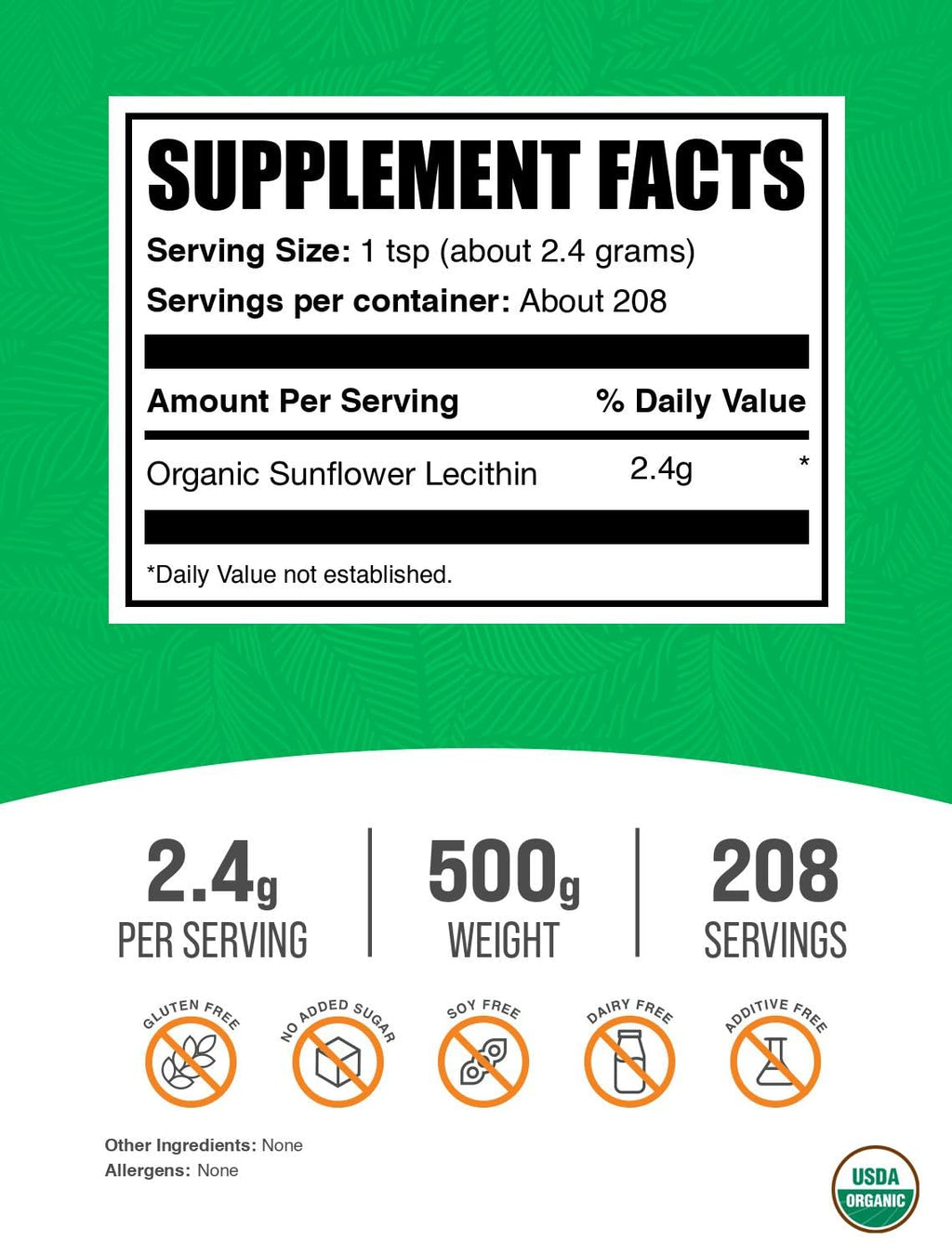 BulkSupplements sunflower lecithin for smoothies
