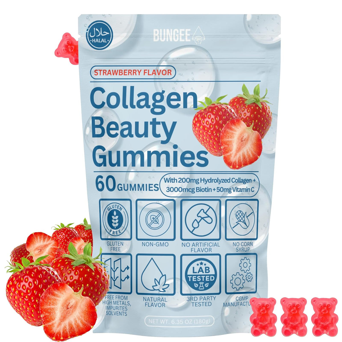 BUNGEE collagen beauty gummies strawberry