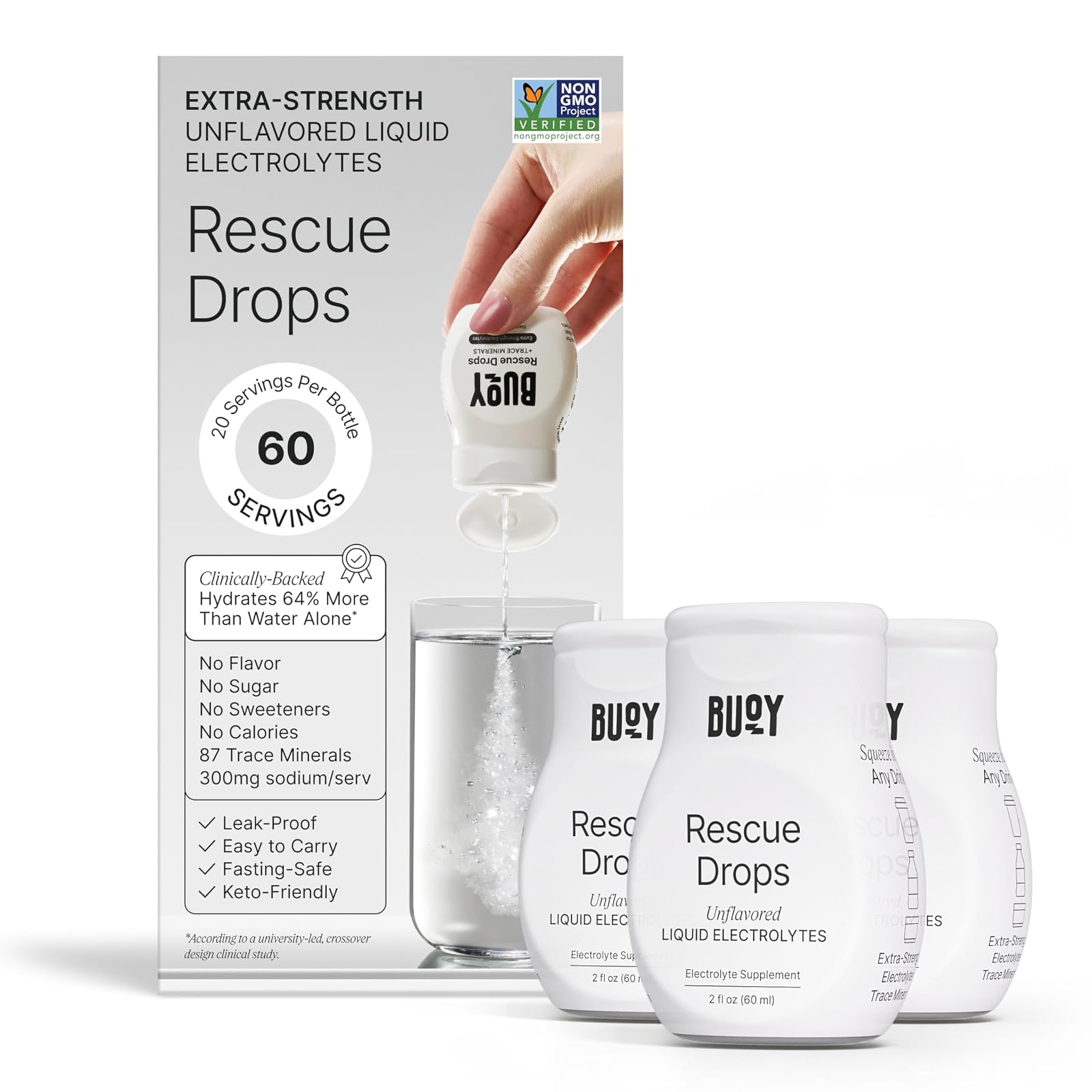 Buoy electrolyte drops for hydration