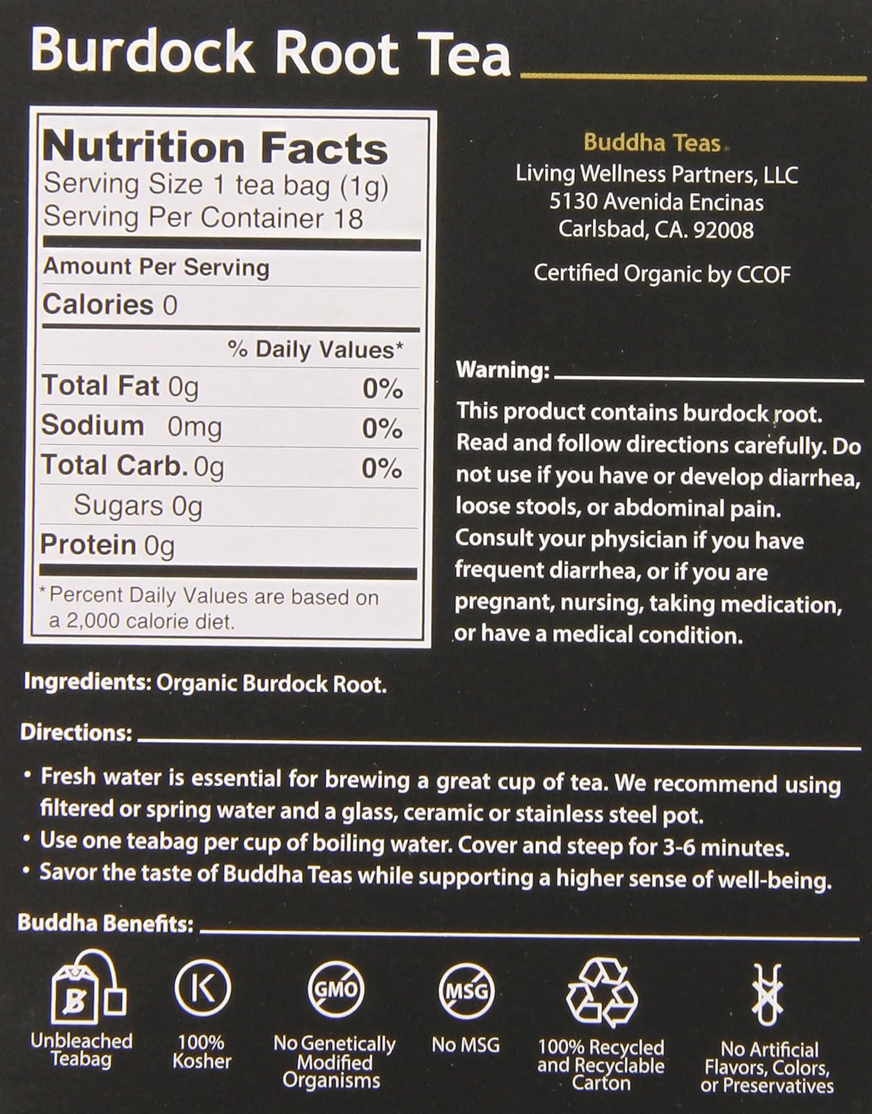 Burdock Root Tea 18 Count Pack