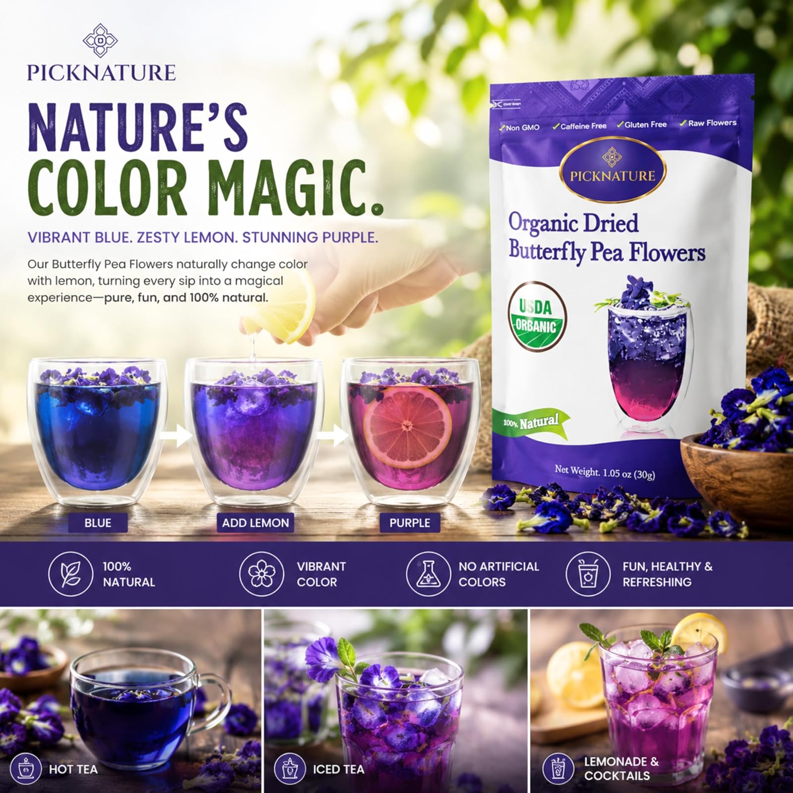 butterfly pea tea for vibrant colour