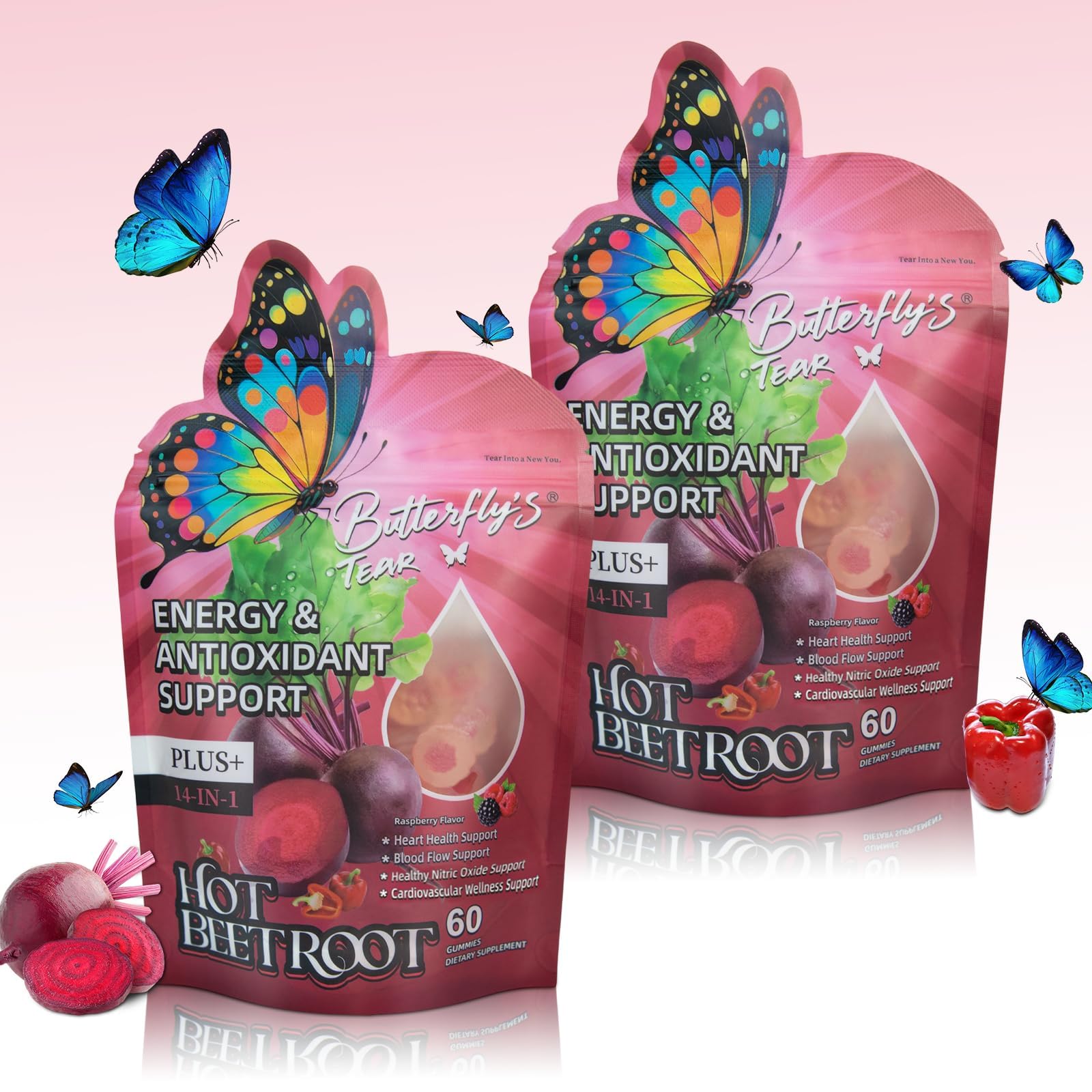 Butterfly's Tear beet root gummies for energy