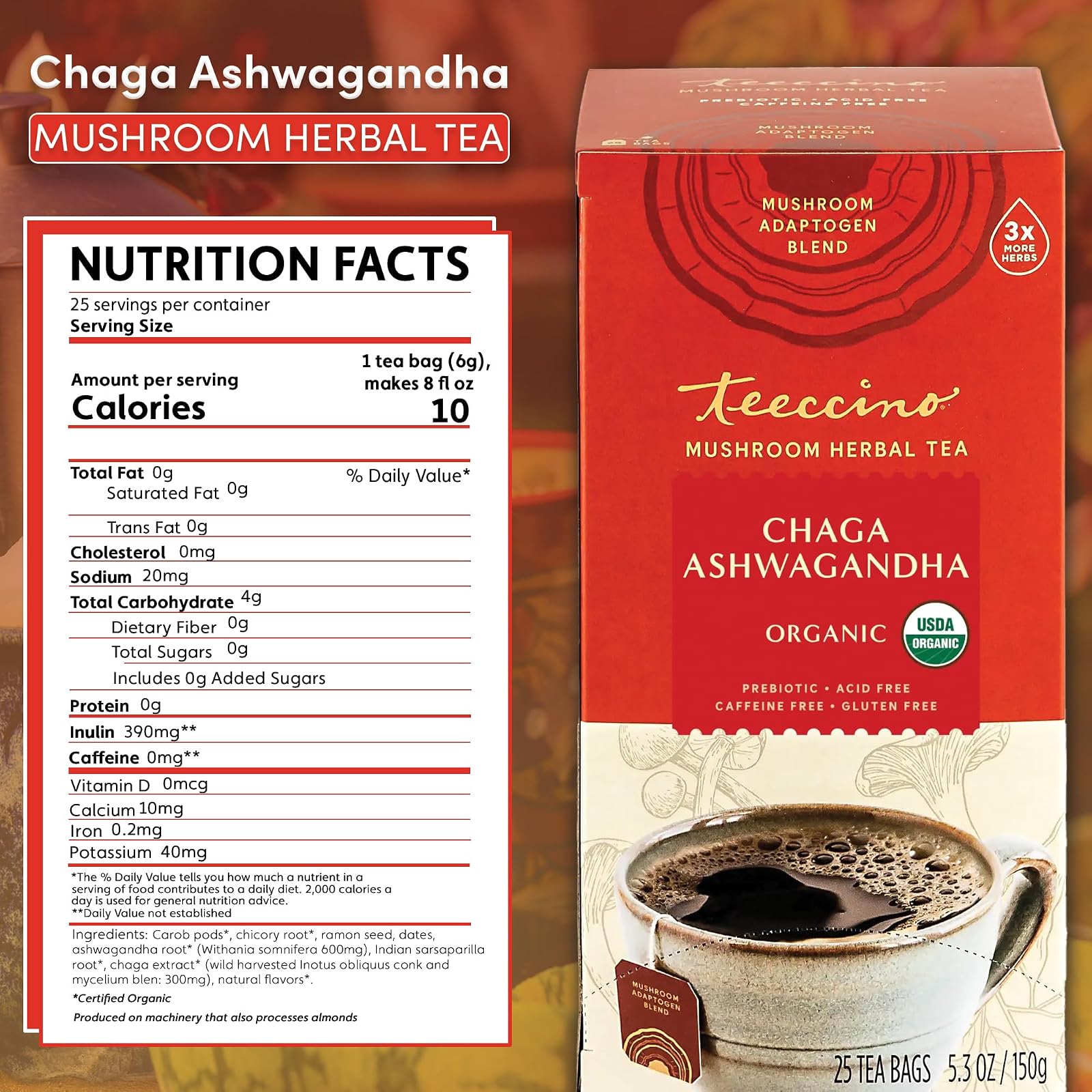 Butterscotch cream Chaga Ashwagandha tea