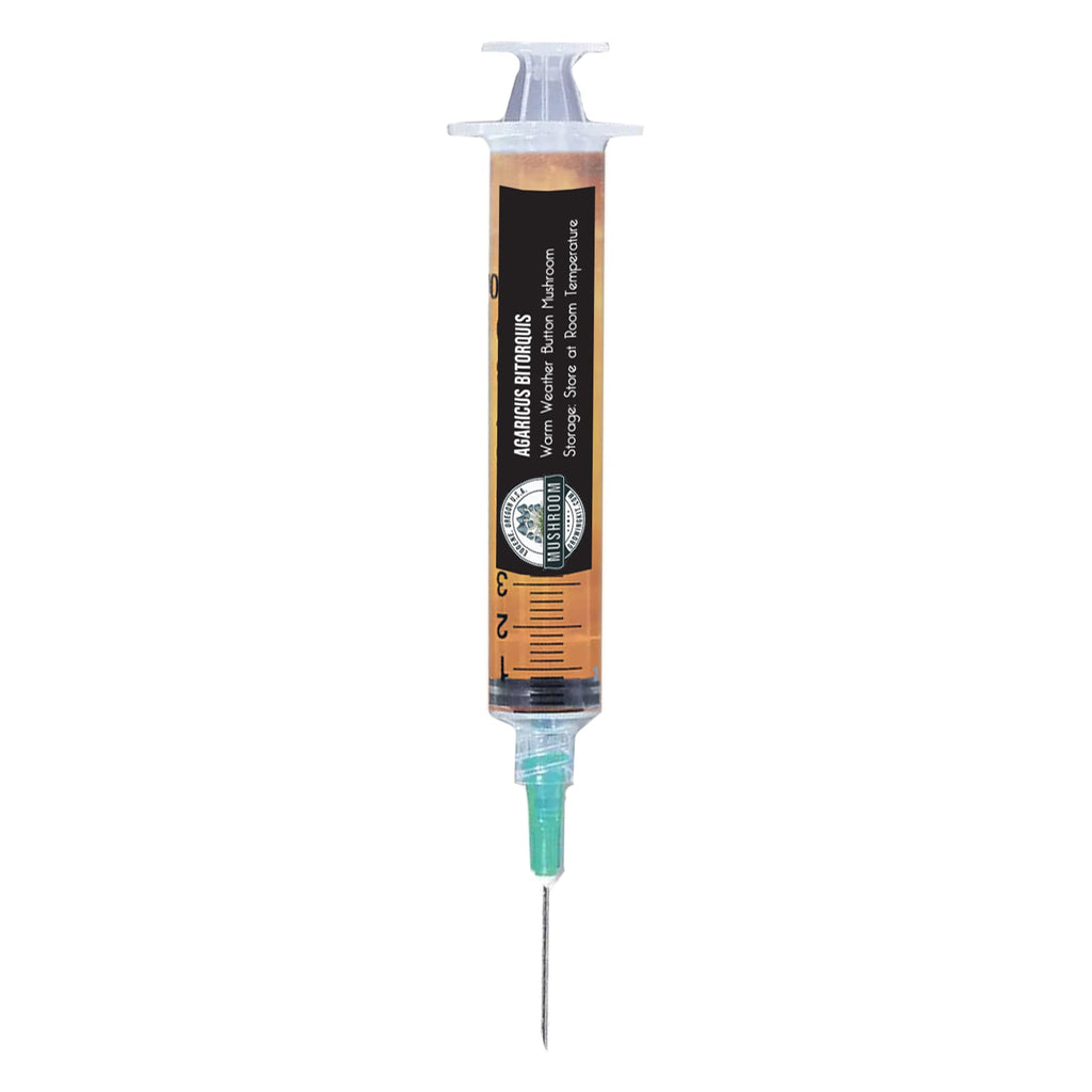Button mushroom liquid culture syringe