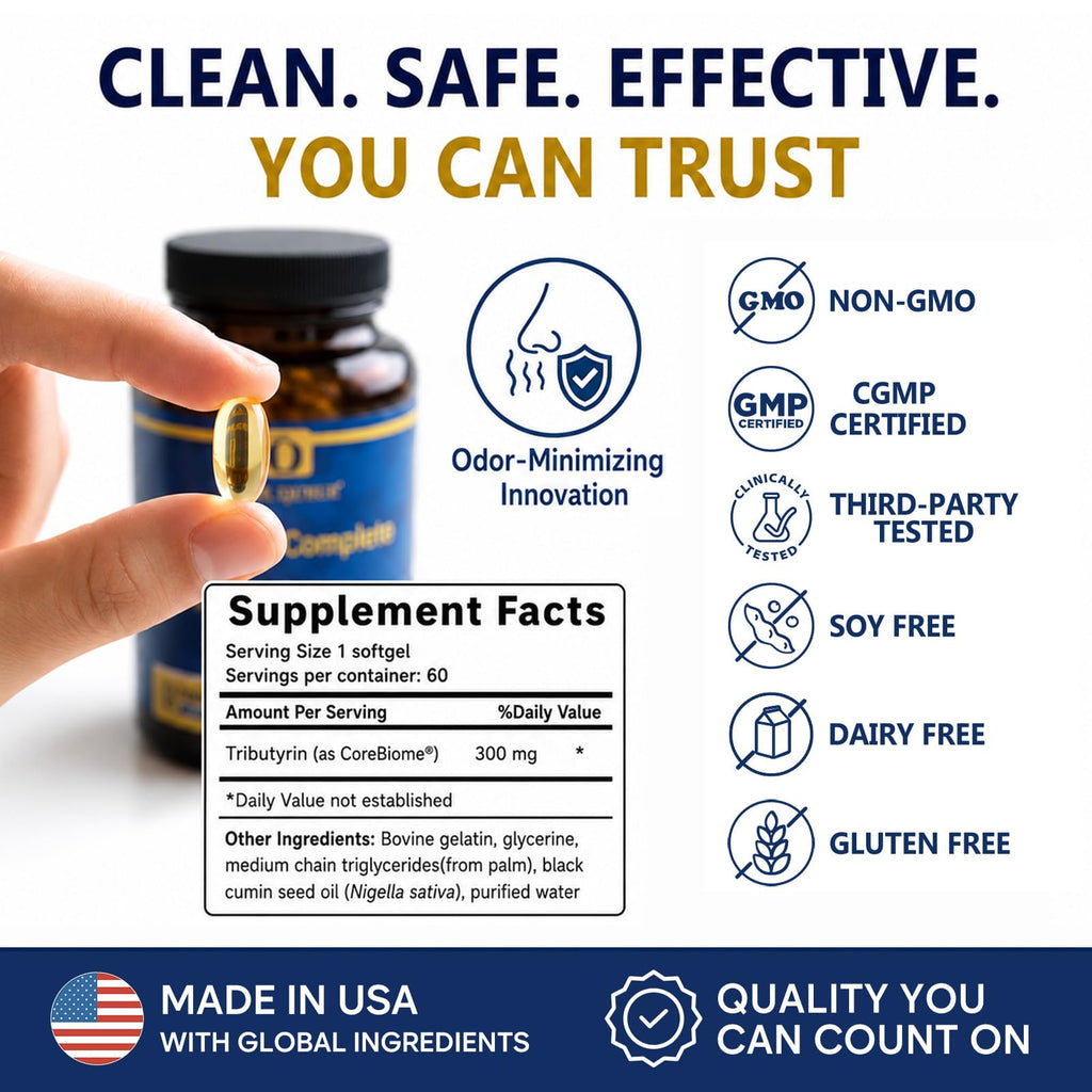 Butyrate supplement to reduce bloating