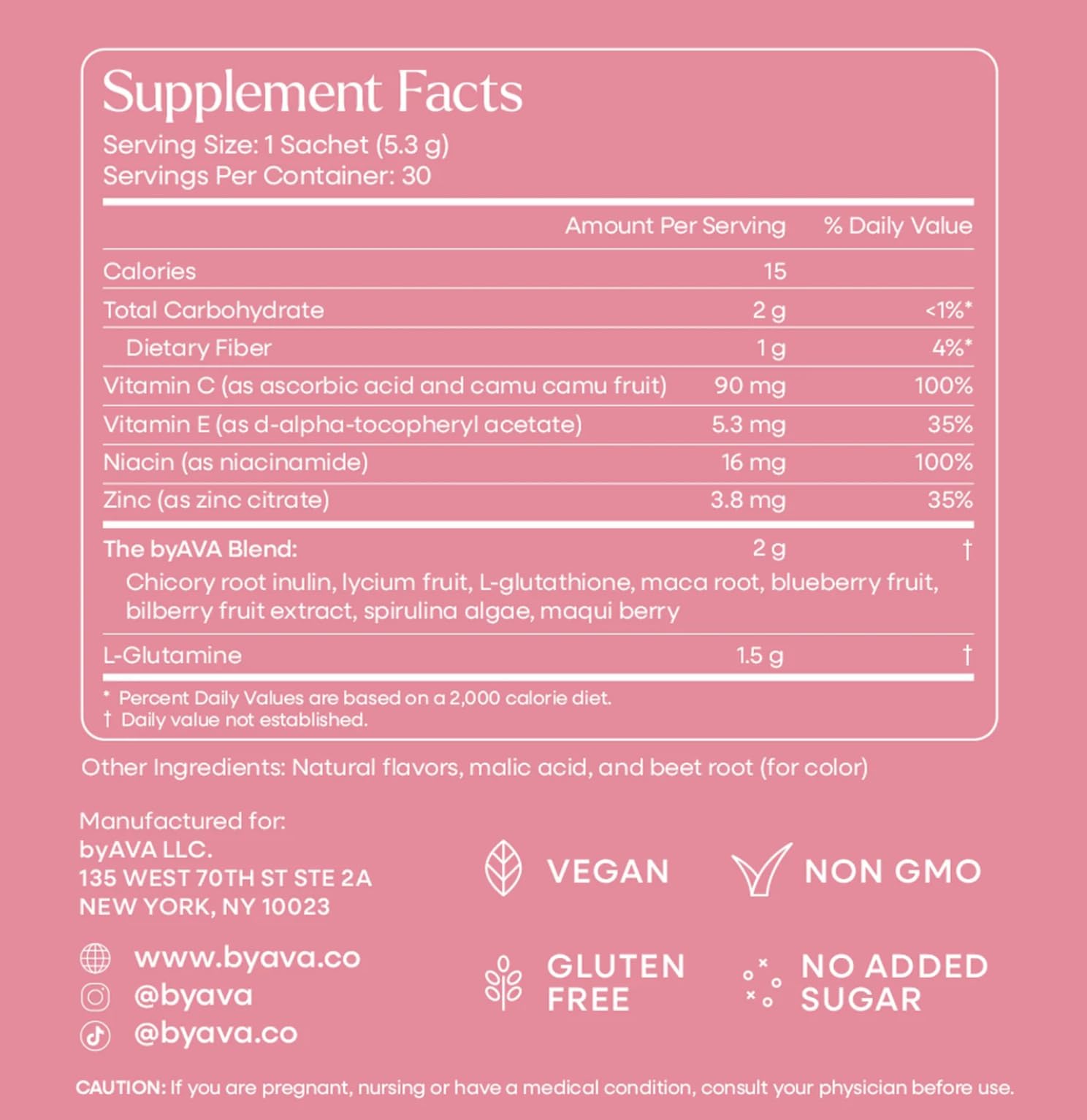 byAVA prebiotic powder with 30 servings