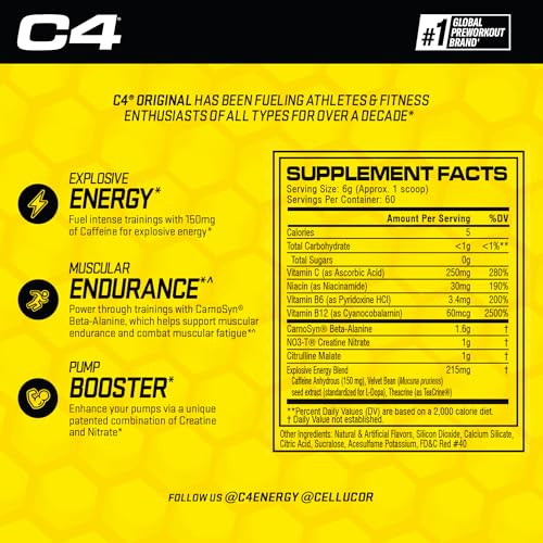 C4 pre-workout 150 mg energy boost