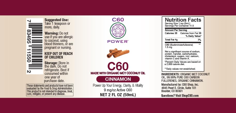 C60 Power cinnamon infused MCT oil